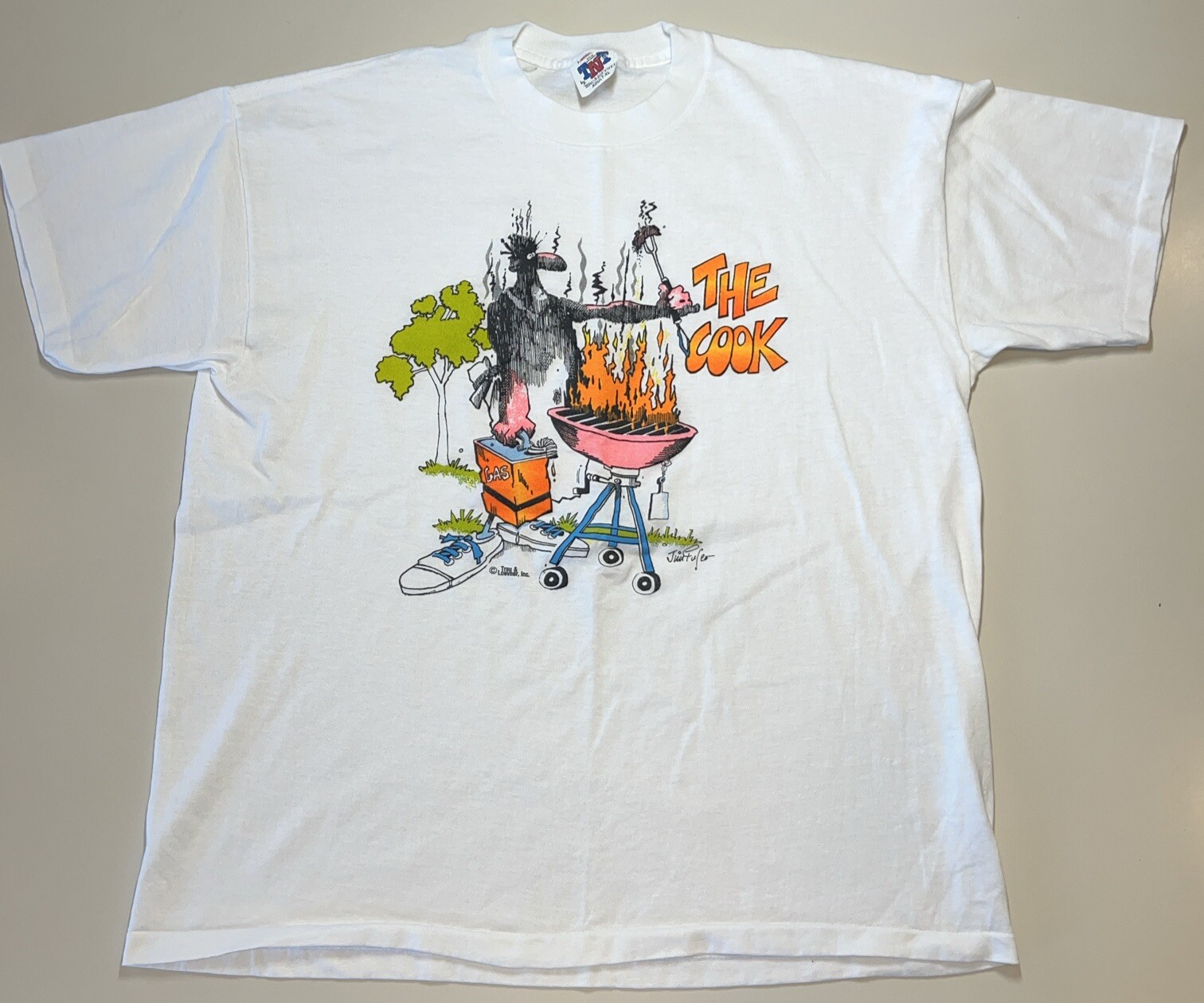 Vintage The Cook BBQ griller 90s Artwork t shirt Men’s XL White Single ...