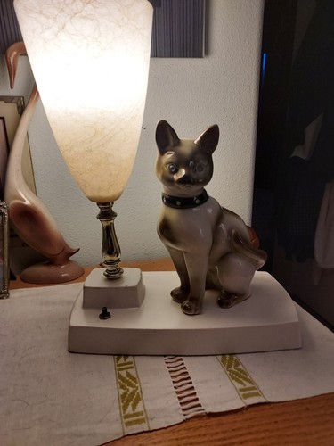 Vintage Siamese Cat Lamp~MCM~Rhinestones~Fiberglass Shade~RARE FIND ...