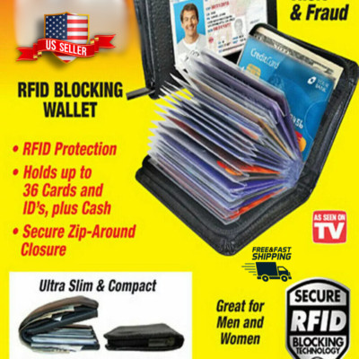 Lock Wallet Protection Amazing Slim Leather RFID Card Wallet ID Holder ...