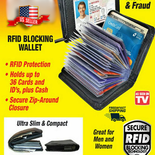 Lock Wallet Protection Amazing Slim Leather RFID Card Wallet ID Holder ...