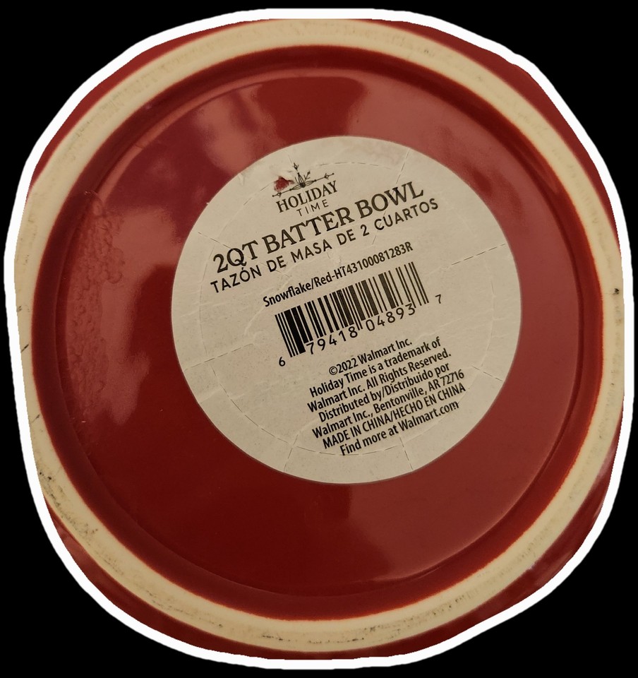 Holiday Time 2 Qt. Red Christmas Batter Bowl – Ceramic Holiday Serving ...