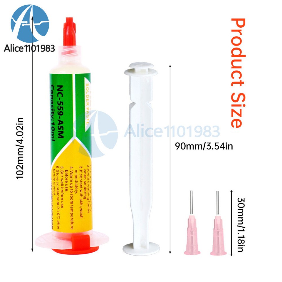 NC-559-ASM 10cc No-Clean Tacky Gel Solder Flux Low Temperature Solder ...