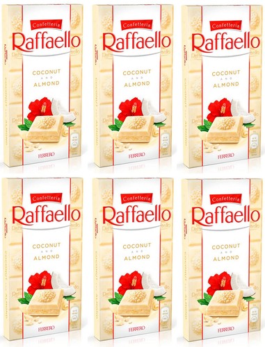 6 RAFFAELLO White Chocolate Bars with Coconut & Almonds European Sweets 90g | eBay