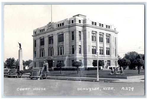 1956 Court House Statue View Schuyler Nebraska NE RPPC Photo Posted ...