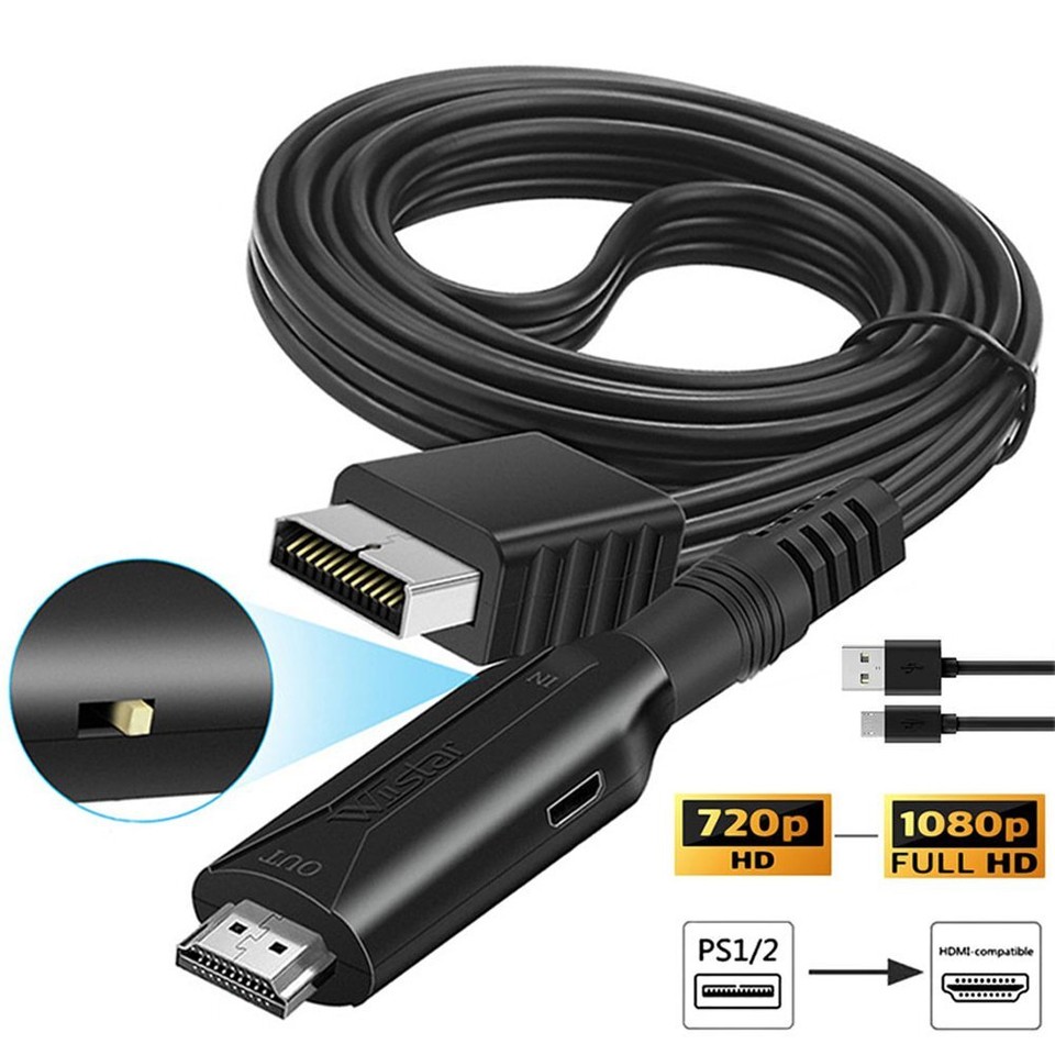 PS2 PS1 to HDMI Converter Adapter 3.3FT HD Cable 1080P 720P For Sony ...
