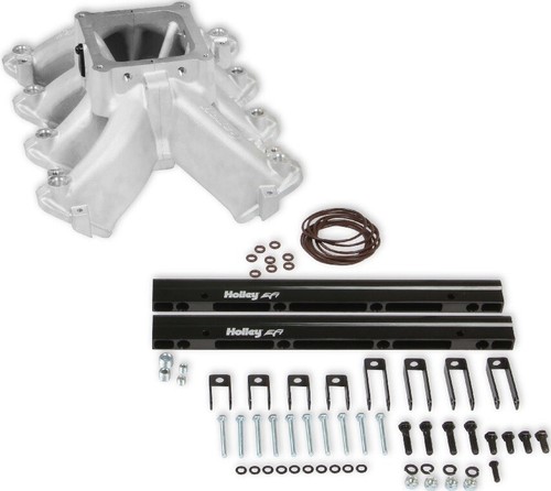 HOLLEY SPLIT SINGLE PLANE EFI 4500 RACE INTAKE MANIFOLD,RAILS,SILVER ...