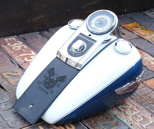 Harley Davidson Leather Fuel Gas Tank Panel Bib Crazy Skull Softail ...