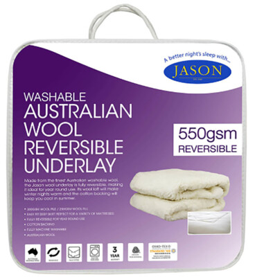 Jason Australian Wool Reversible Underlay 550gsm, Cool in Summer/ Warm ...