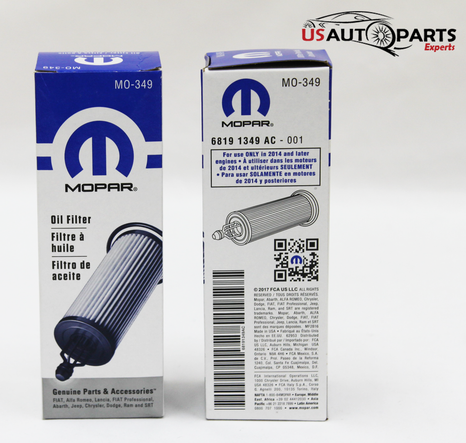 MOPAR- Oil Filter- 68191349AC -Jeep Chrysler Dodge Ram 3.2L 3.6L- 6 ...