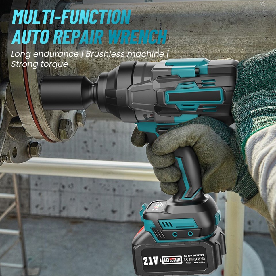 Cordless Impact Wrench 3/4" 1180Ft-lbs(1600Nm) Electric Impact Gun 5 ...