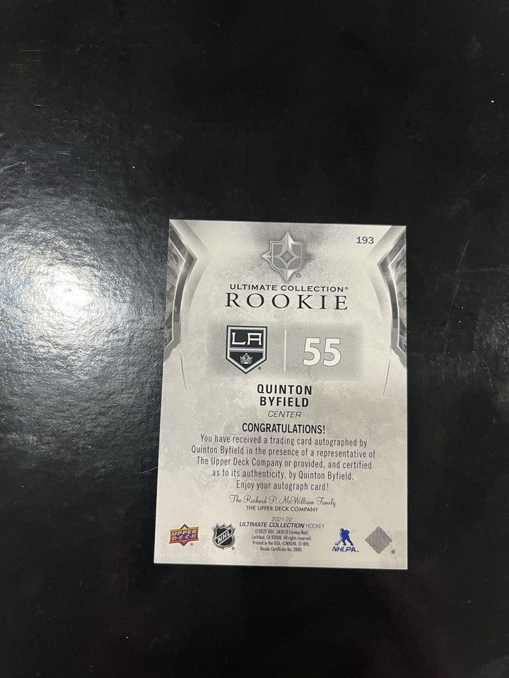 2022 Ultimate Rookies Auto Quinton Byfield 04/ 99 Rc Rookie Ss Strong ...