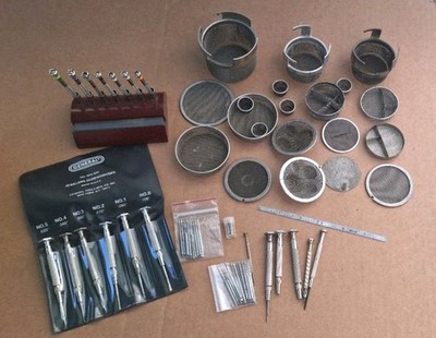 Vintage Watch Repair Tools Watchmaker Screwdrivers Cleaning Baskets ...