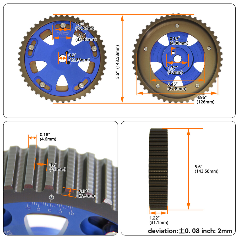 2Pcs Cam Gear Pulley Kit Fit Mitsubishi Lancer EVO 1-9 Eclipse DSM 4G63 2.0L BL | eBay Australia