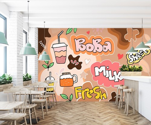 3D Boba Bubble Tea A6287 Business Wallpaper Wall Murals Self-adhesive ...