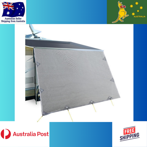 3.7M Caravan Privacy Screens 1.95m Roll Out Awning End Wall Side Sun ...