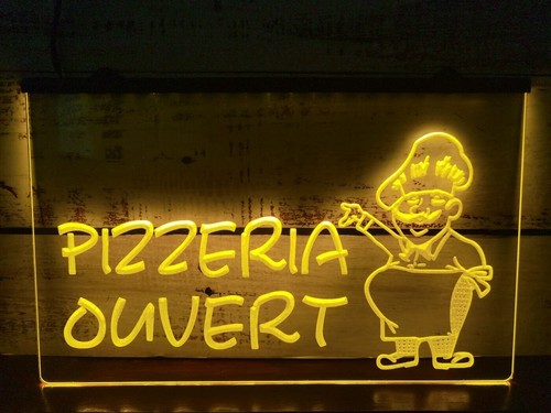 Pizzeria Ouvert LED Neon Light Sign Display Italian Pizza Open Wall Art ...