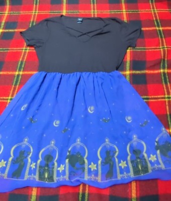 Disney Aladdin Border Print Dress Juniors Sz L | eBay