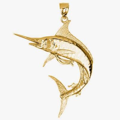 New 14k Gold Marlin Fish Pendant | eBay