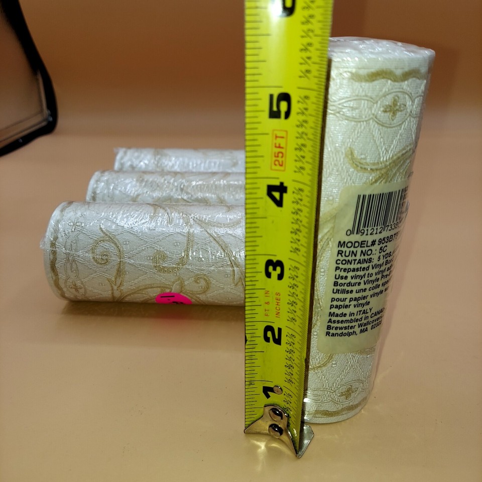 20 Yards VINTAGE NEW MCM Brewster Wallpaper border Made in Italy Gold ...