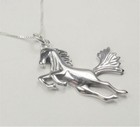 STERLING SILVER JUMPING STALLION HORSE EQUESTRIAN ANIMAL NATURE PENDANT ...