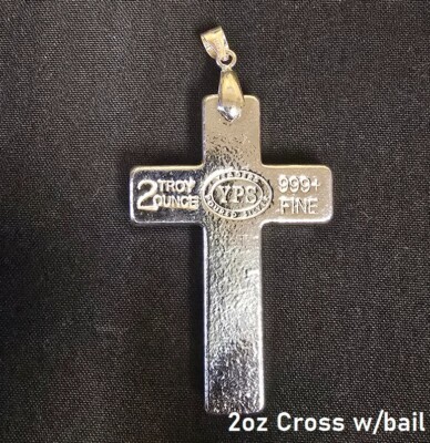 2 oz YPS "Cross" 999+ fine silver bullion bar w/Bail by Yeagers | eBay