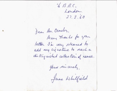 JUNE WHITFIELD Autograph Signed Letter - New Zealand Collection | eBay