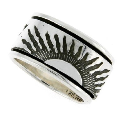 Handmade Sterling Silver Sun Rays Design Center Spinner Ring | eBay