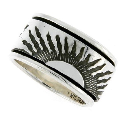 Handmade Sterling Silver Sun Rays Design Center Spinner Ring | eBay