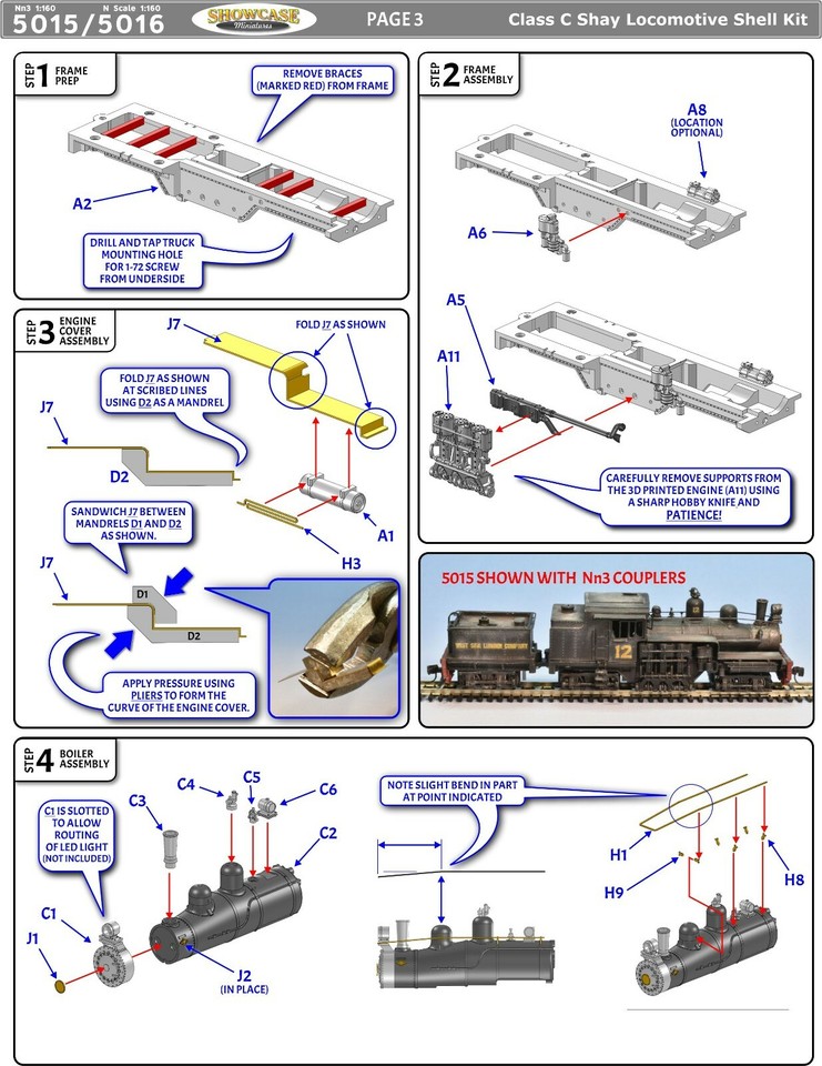 N Scale Class C Shay Locomotive Shell Kit by Showcase Miniatures (5016 ...