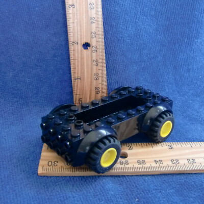 Lego Shiny Black Vehicle Base Mudguards Yellow Wheels OK+ 11650 6014b ...