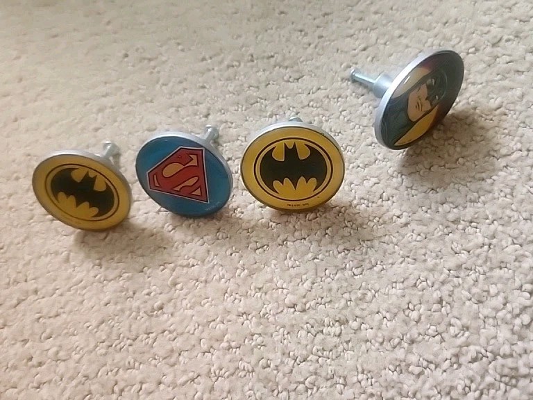 4 DC Comic Batman And Superman Draw Pull Knob. Batman Logo Cabinet ...