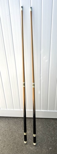 Vintage Pair of Matched MINNESOTA FATS 57in 18.5oz 2-Piece Pool Cues w ...