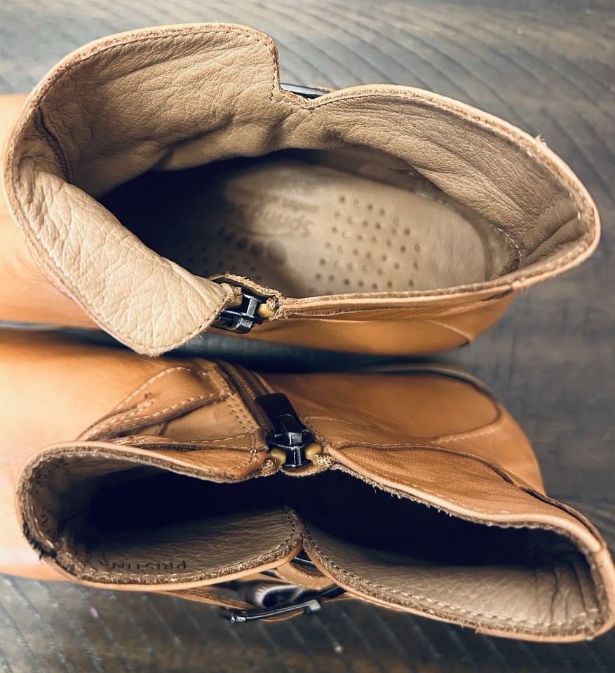 Spring Step Leather Ankle Boots Sz 40 Light Brown Super Cute Made In ...