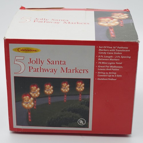 Celebrations Jolly Santa 5 Pathway Markers with Translucent Candy Cane ...