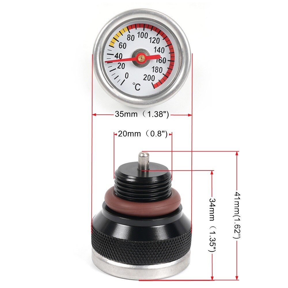 M20x1.5 Motorcycle Oil Temp Temperature Gauge Filler Cap 0-200 Celsius ...