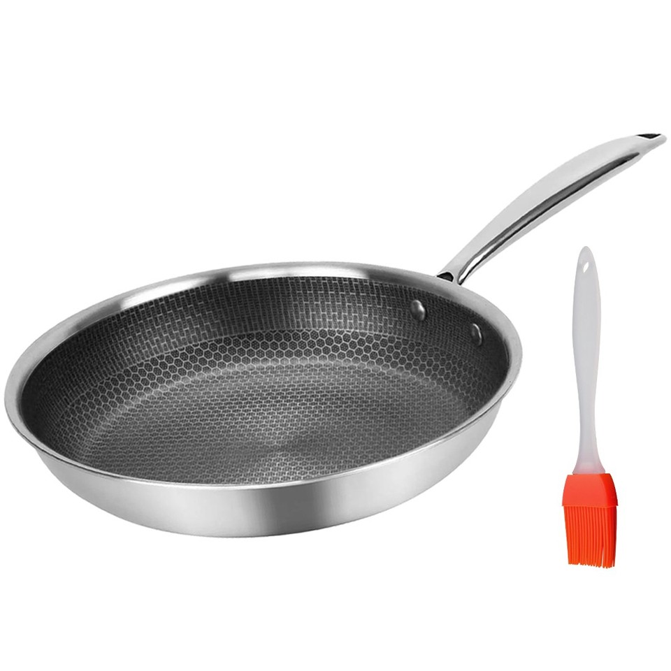 Stainless Steel Induction Geo Hex Frying Pan Non Stick Cooking Cookware ...