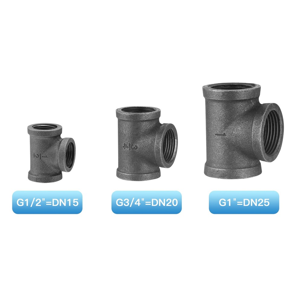 1" Pipe Fitting Tee, 20 Pack DN25 Threaded Gray Cast Malleable Iron Tee for S... | eBay