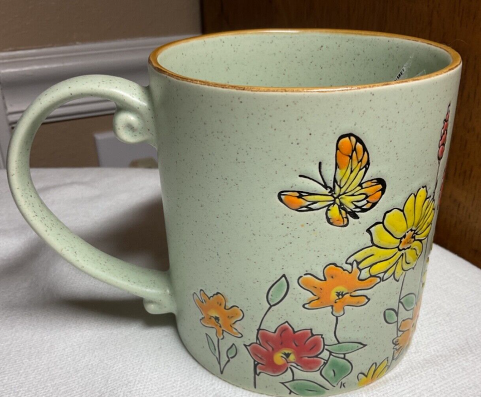 Spectrum Designz Flower Valley BUTTERFLY GREEN 21 oz Coffee Mug Spring ...