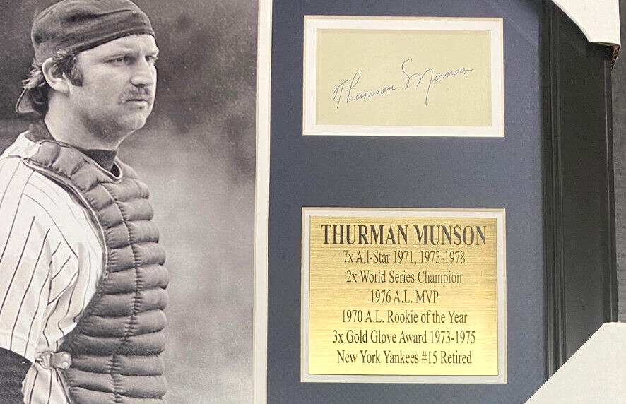 THURMAN MUNSON Autographed Cut Facsimile Reprint Framed 8x10 Photo ...