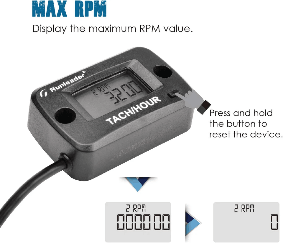 Rotating Shaft Hour Meter Tachometer RPM Maintenance Reminder Diesel ...