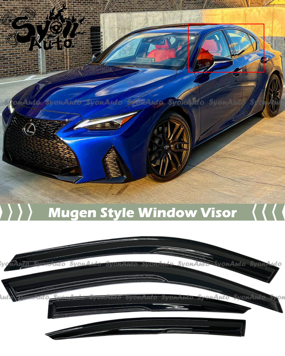 FITS 2021-24 LEXUS IS300 IS350 JDM MUGEN STYLE WINDOW VISOR RAIN GUARD ...