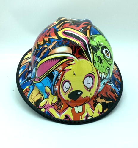 Made in USA MSA WideBrim Hard Hat Hydro Dipped in Zombie Bunny w ...
