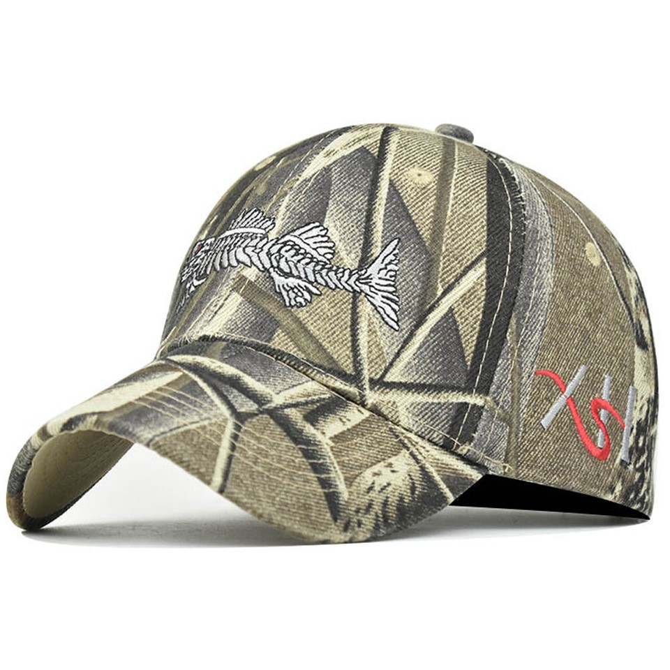Embroidered Fish Bone Mens Caps Camouflage Hunting Fishing Baseball Cap ...