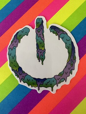 Melting Power Button Tech Glossy Skate Sticker Journal Luggage ...