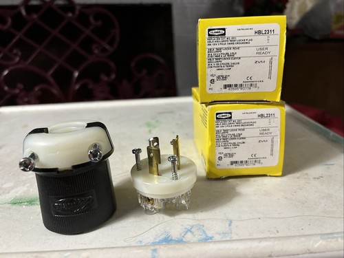 (2) Hubbell HBL2311, Locking Device Plug, TWIST LOCK 20A 125V, L5-20P ...