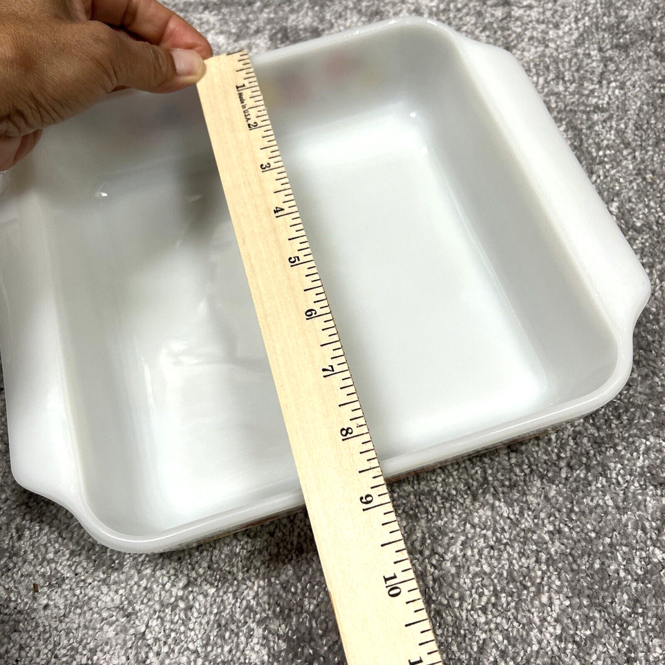 Vintage Baking Hildi Casserole Dish Fruits Rectangle 8.5x10" USA Milky ...