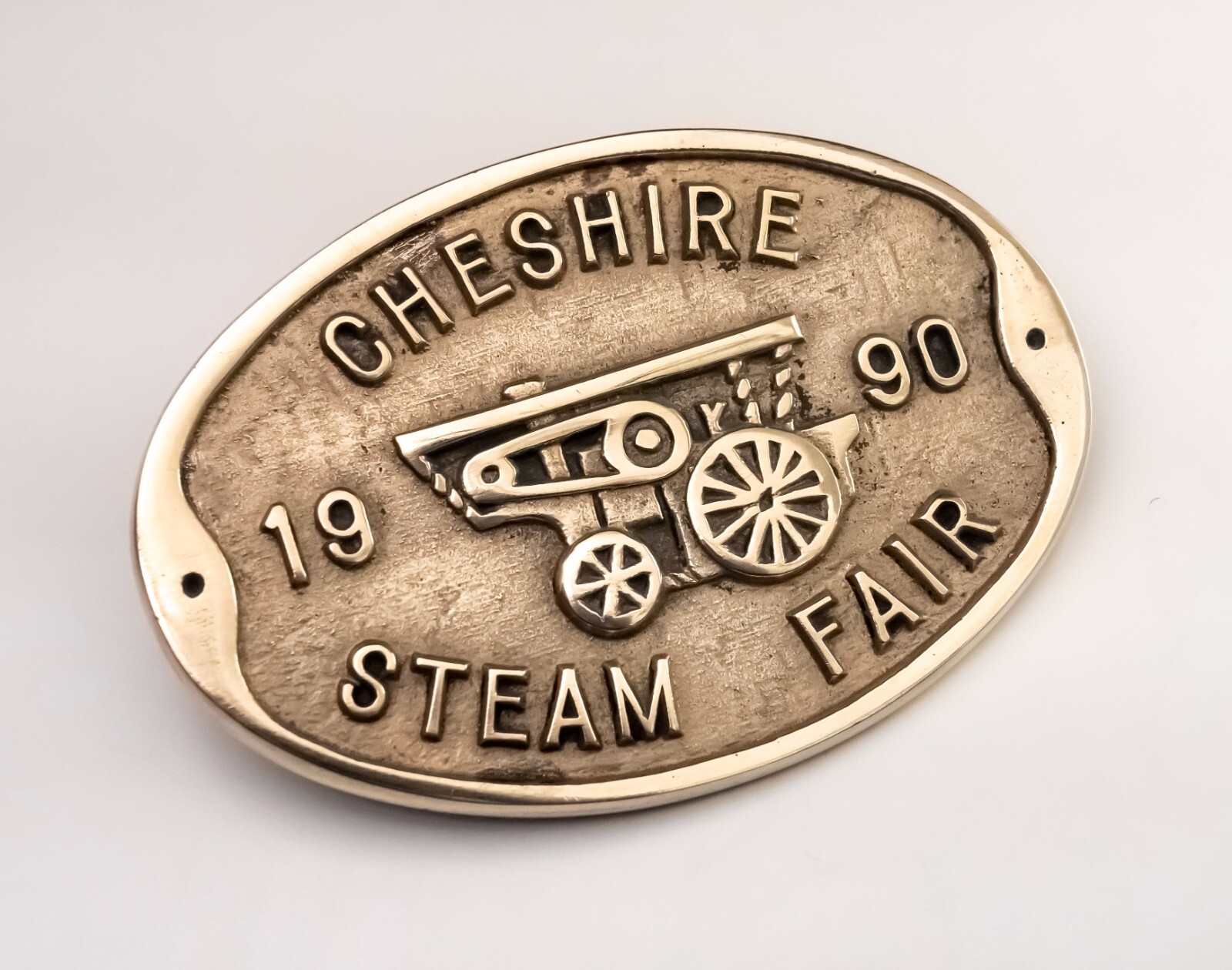 Solid Polished Cast Brass Plaque Cheshire Steam Engine Fair 1990 ...
