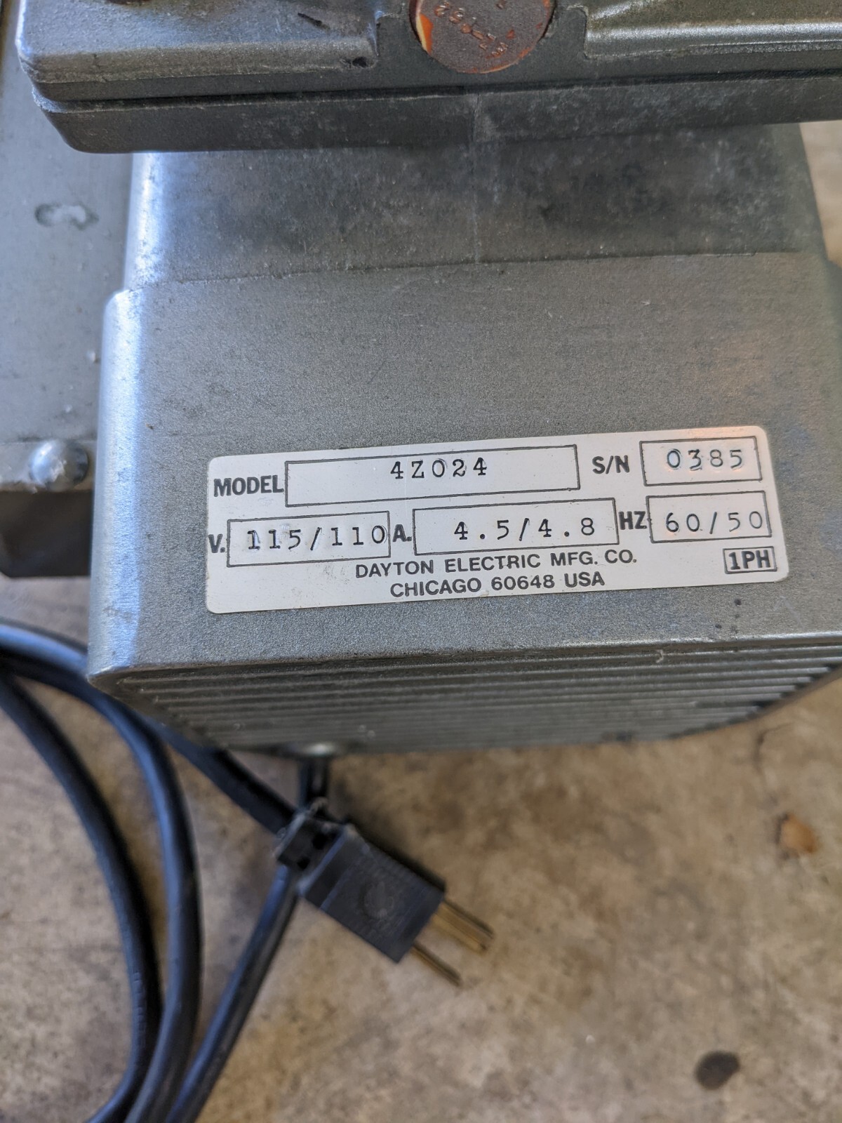Dayton SPEEDAIRE 27866 Model 4Z024 Compressor Vacuum Pump for sale ...