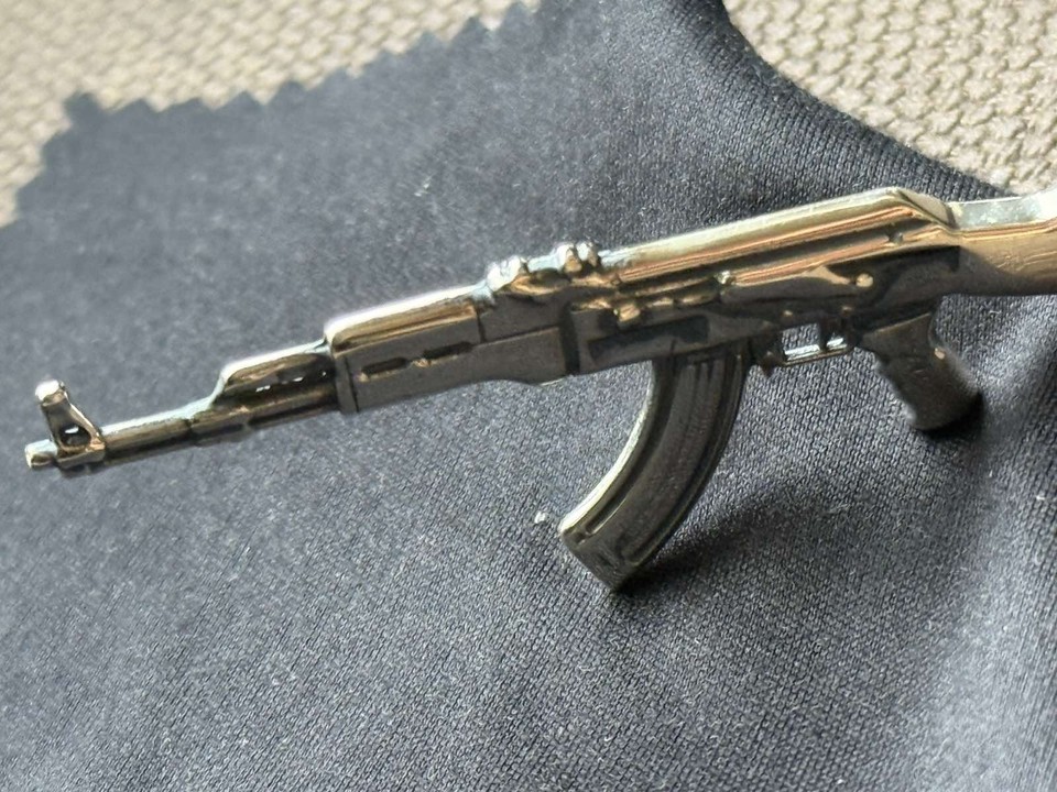 Vintage Sterling Silver 925 AK-47 Pendant Necklace Mens Rifle Gun Charm ...