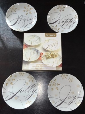Set of 4 PIER 1 IMPORTS - Holiday Wishes 6" Cocktail / Appetizer Plates ...